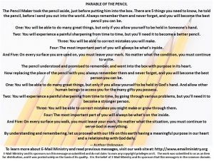 Parable of the Pencil – E-Mail Ministry